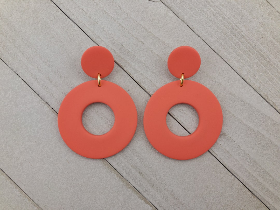 Fiesta Red Statement Earrings - Large Hoop Drop Earrings - Handmade ...