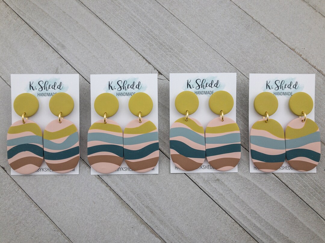 Abstract Statement Earrings - Oversized Dangle Earrings in Muted Earth ...