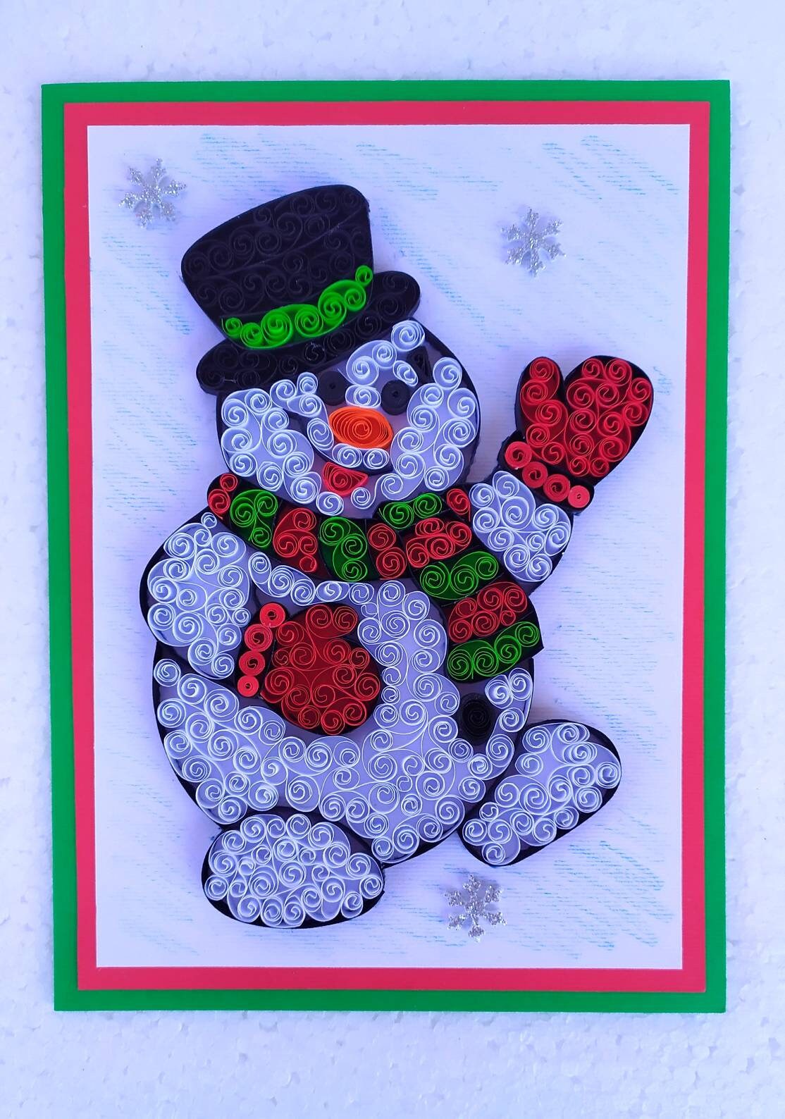 Quilling Christmas and New Year Card Snowman - Etsy