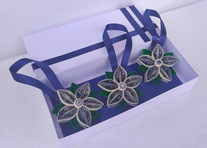 Quilling Gift Flower Ornament Set of 3 - Etsy