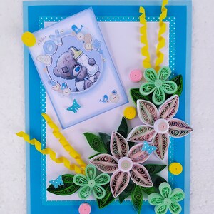Quilling Gift Birth of A Child Baby Boy Card - Etsy