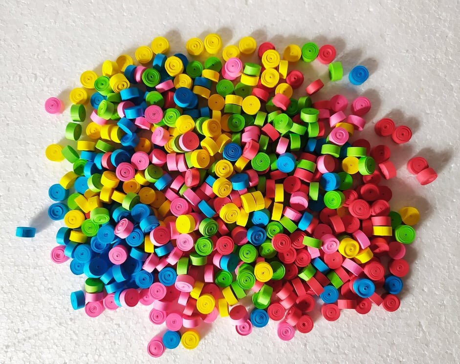 Quilling Colorful Package of 100 Rolled Pieces Paper Coils - Etsy