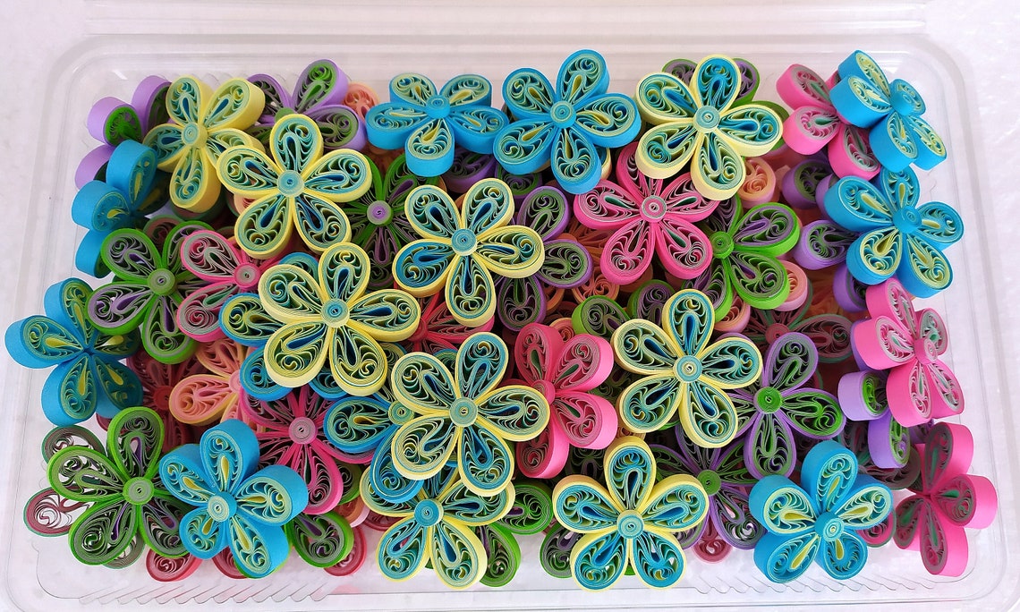 Quilling Gift Little Flowers Set of 10 Color MIX - Etsy