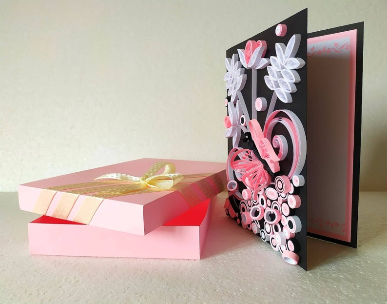 Quilling Light Pink Butterfly Card - Etsy