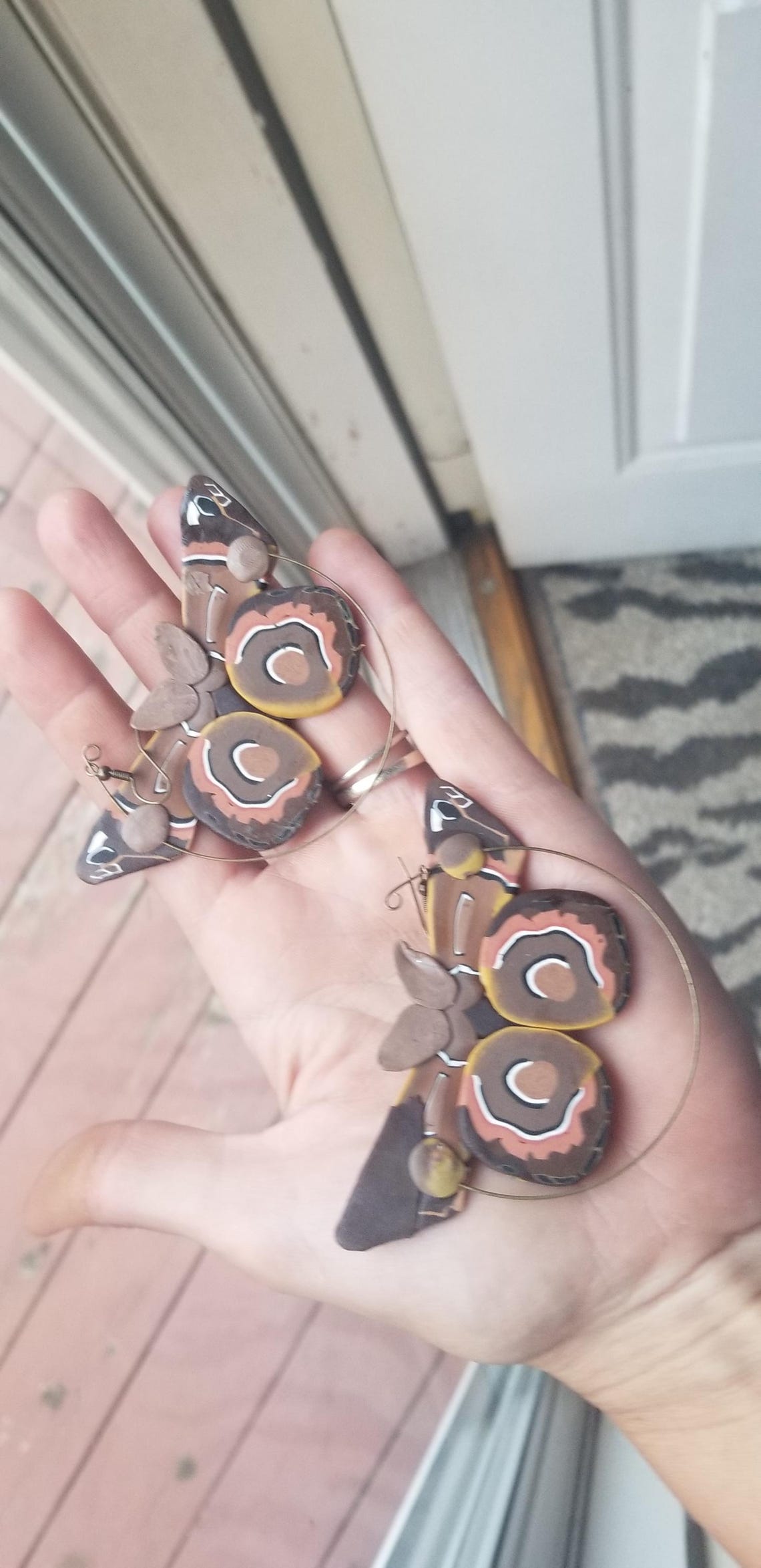 Polymer Clay Moth Statement Hoop Earrings, Moth Hoop Earrings, Moth ...
