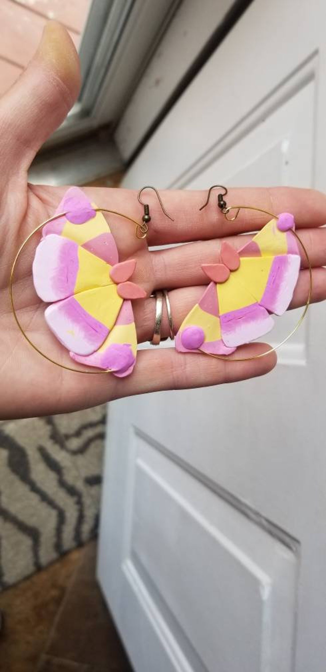 Polymer Clay Rosy Maple Moth Hoop Earrings, Rosy Maple Moth Earrings ...
