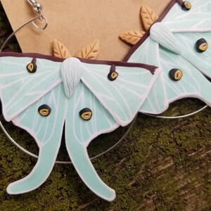 Polymer Clay Luna Moth Statement Hoop Earrings, Luna Moth Earrings ...
