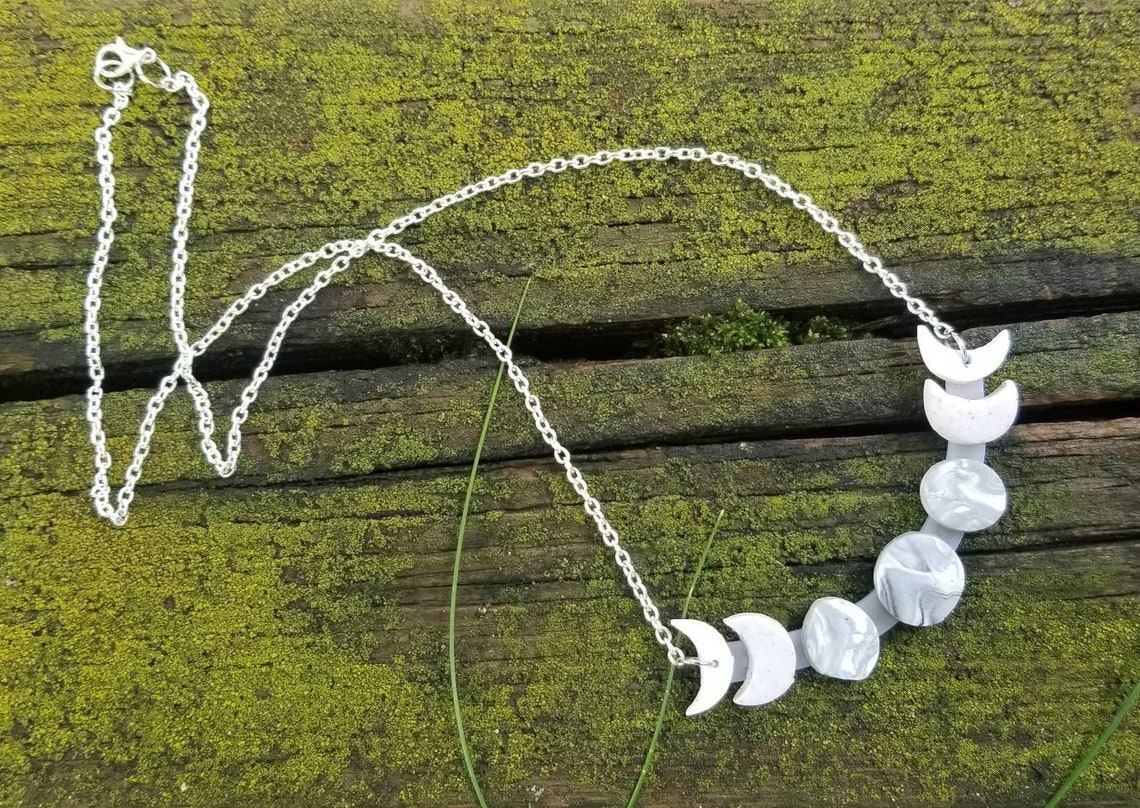 Polymer Clay Moon Phase Necklace Moon Phases Necklace - Etsy