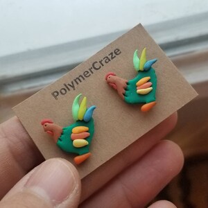 Polymer Clay Rooster Stud Earrings, Rooster Stud Earrings, Rooster ...