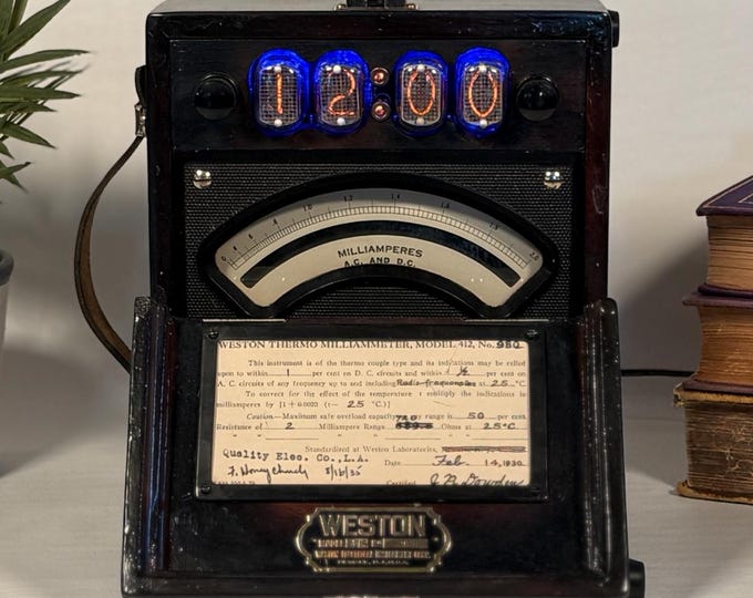 1930 Antique Weston Thermo Milliammeter Upcycled Nixie Tube Clock - Etsy