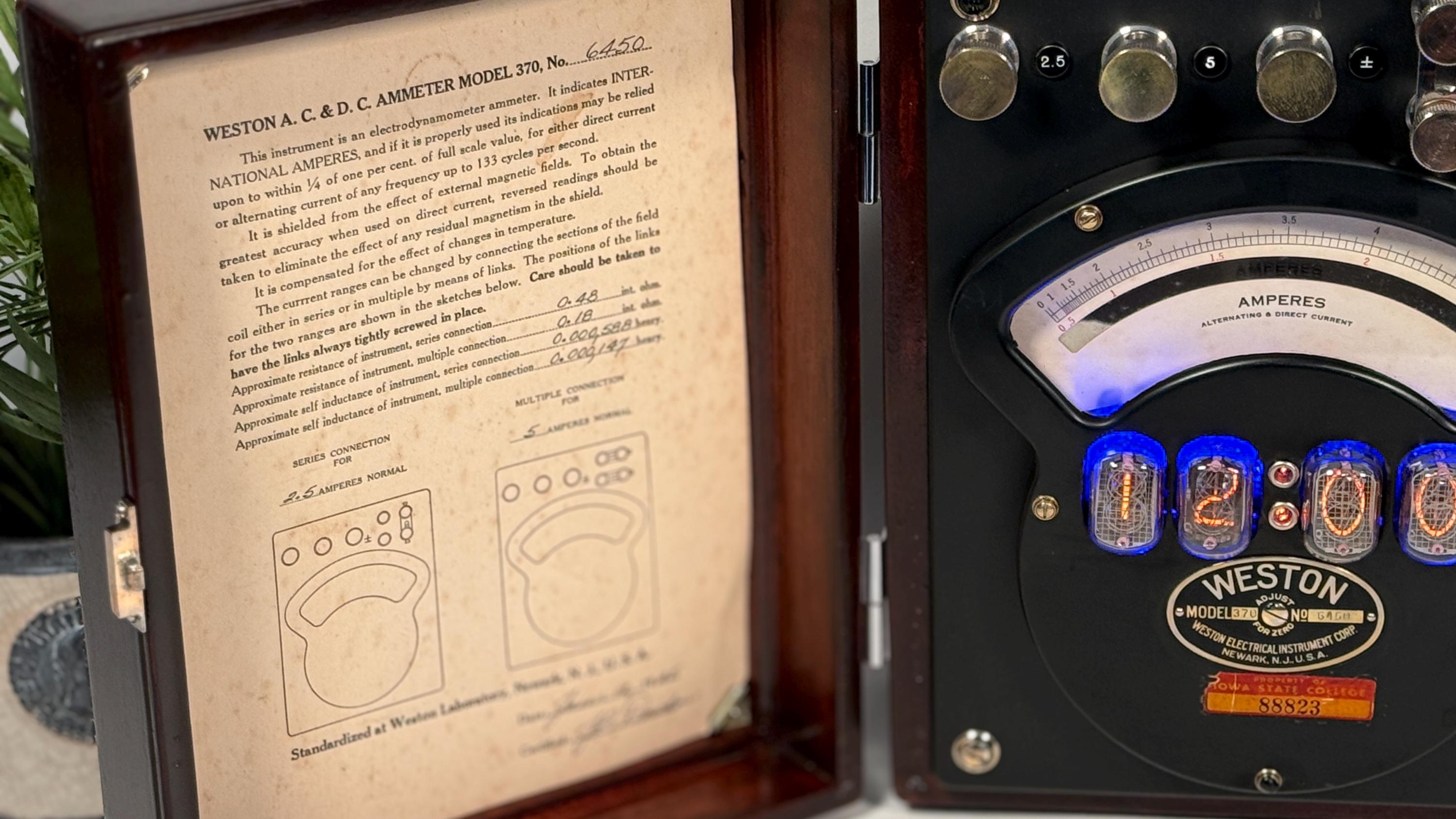 1945 Antique Weston A.C. & D.C. Ammeter Upcycled Nixie Tube Clock - Etsy