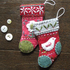 Pattern and Instructions - Whimsical Felt Folk Art Stocking Ornament ...