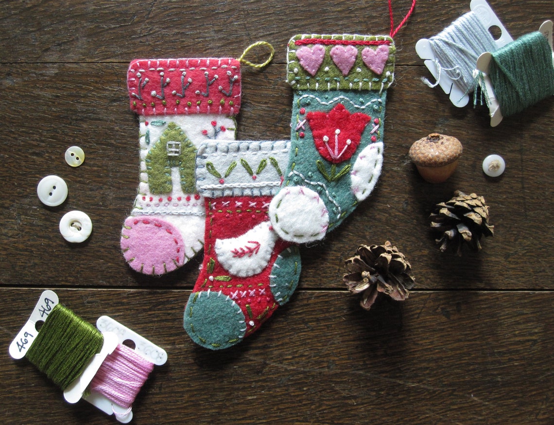 Pattern and Instructions Whimsical Felt Folk Art Stocking - Etsy