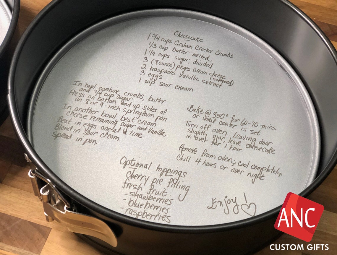 Personalized Springform Pan 9", Hand Written Cheesecake Recipe ...