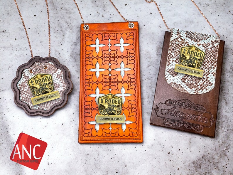 Leather Badge Holder - Personalized Rodeo Committee Badges - Custom ...