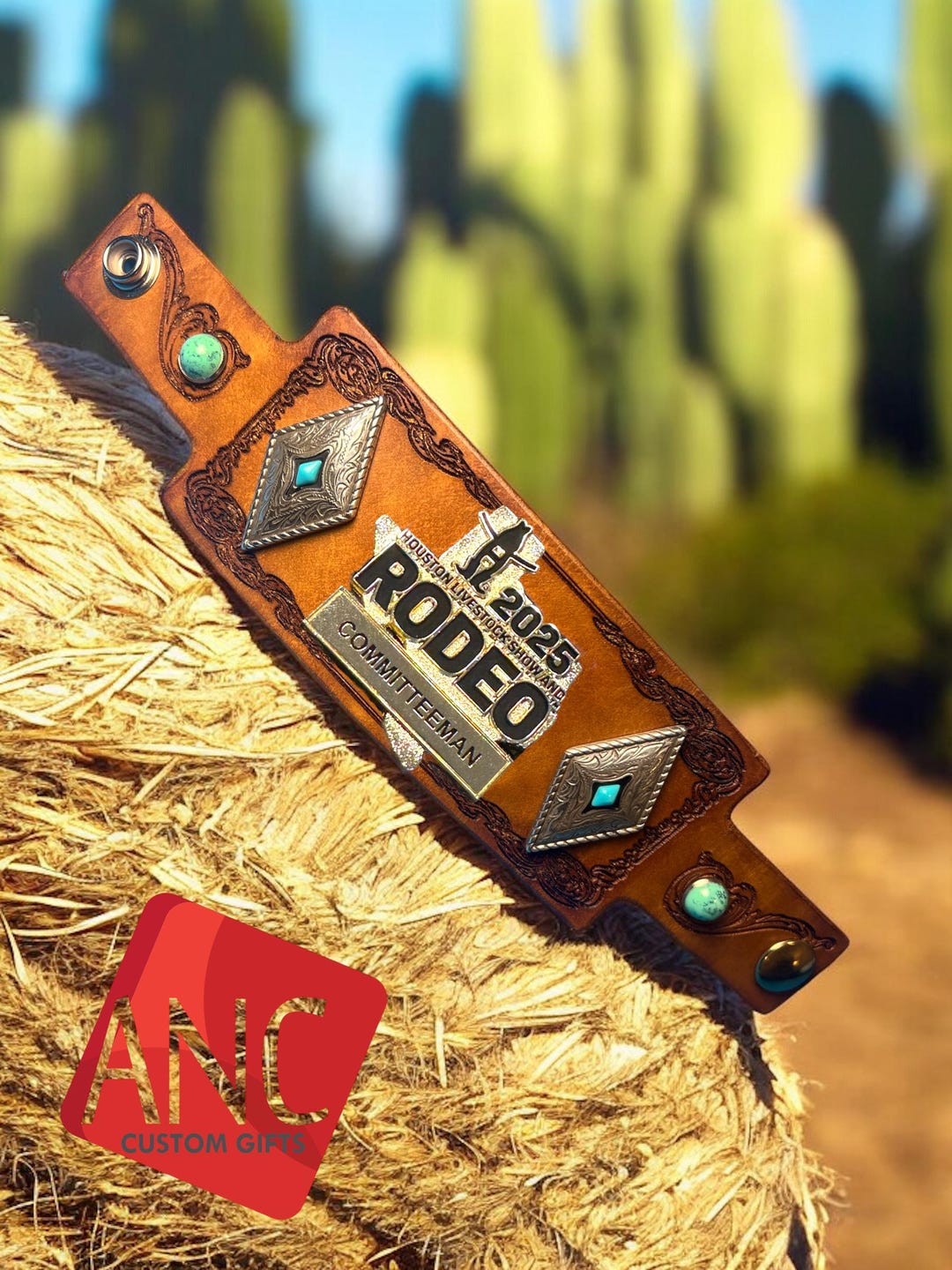 Leather Bracelet Badge Holder - Rodeo Committee Badges - Custom Leather ...