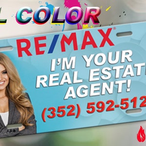 Re/max FULL Color Vanity License Plate Fully Personalized - Realtor ...