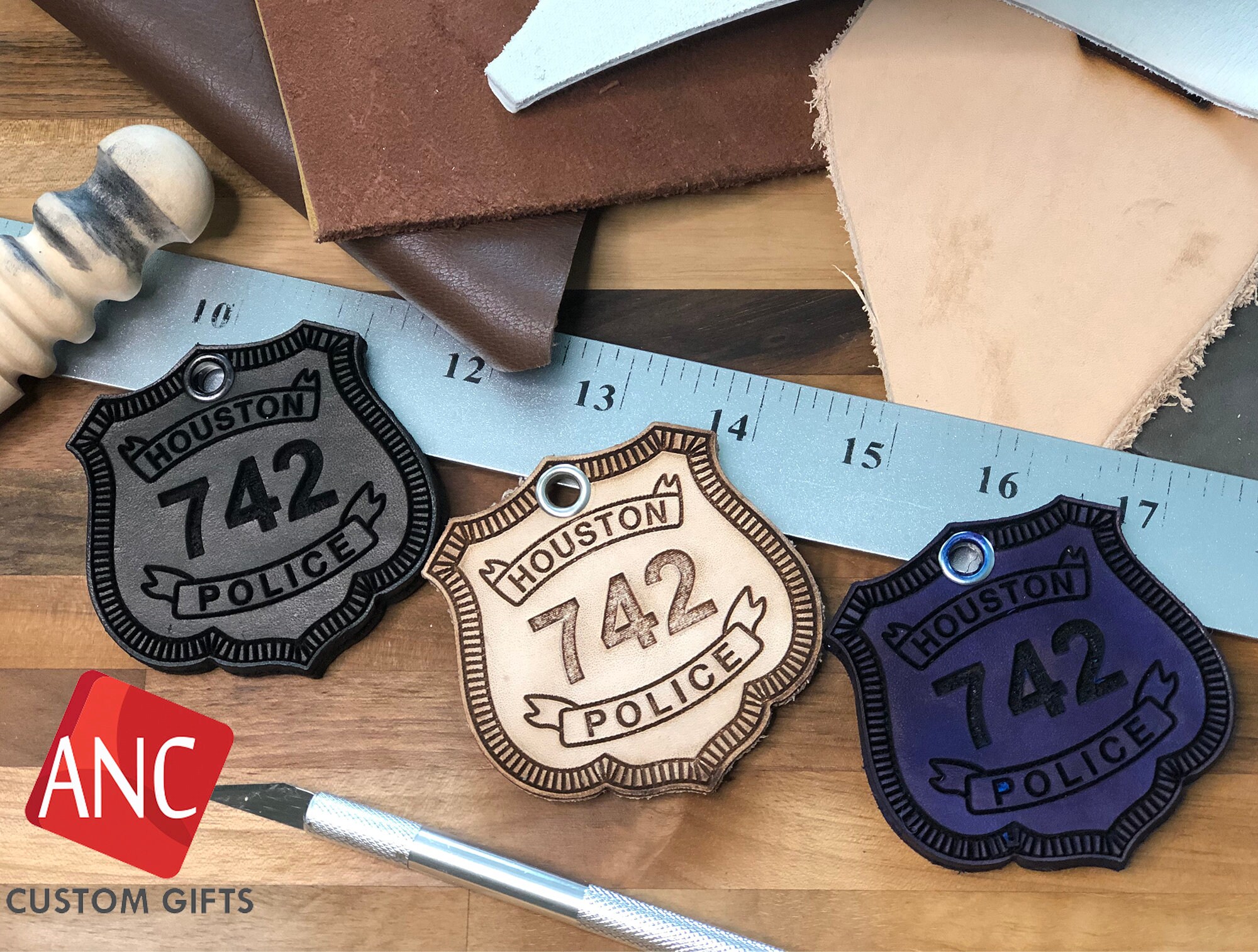 Custom Leather Key chain Police Sheriff Constable Police | Etsy