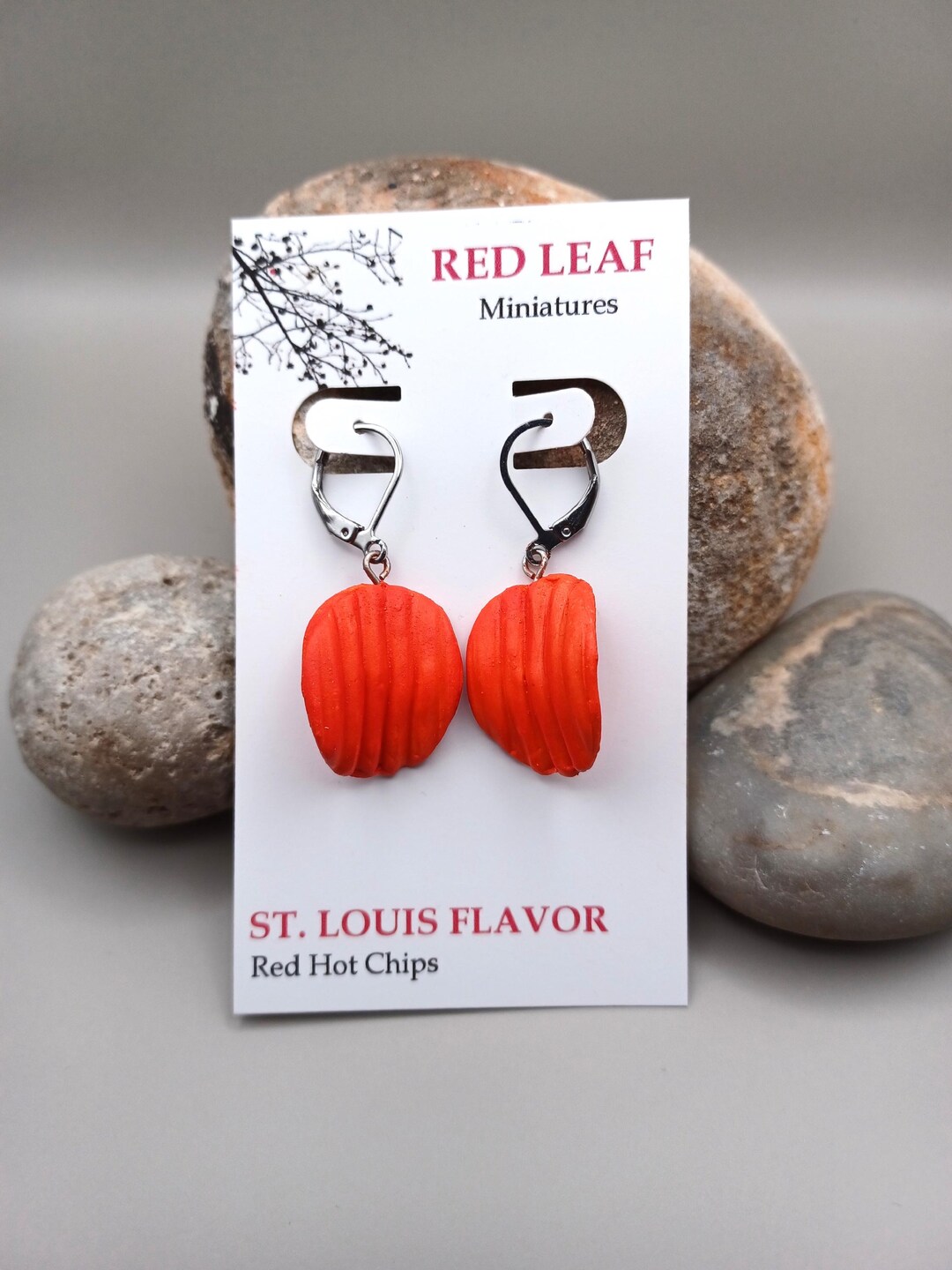 St. Louis Flavor, Red Hot Chips, Polymer Clay Earrings, Stainless Steel ...