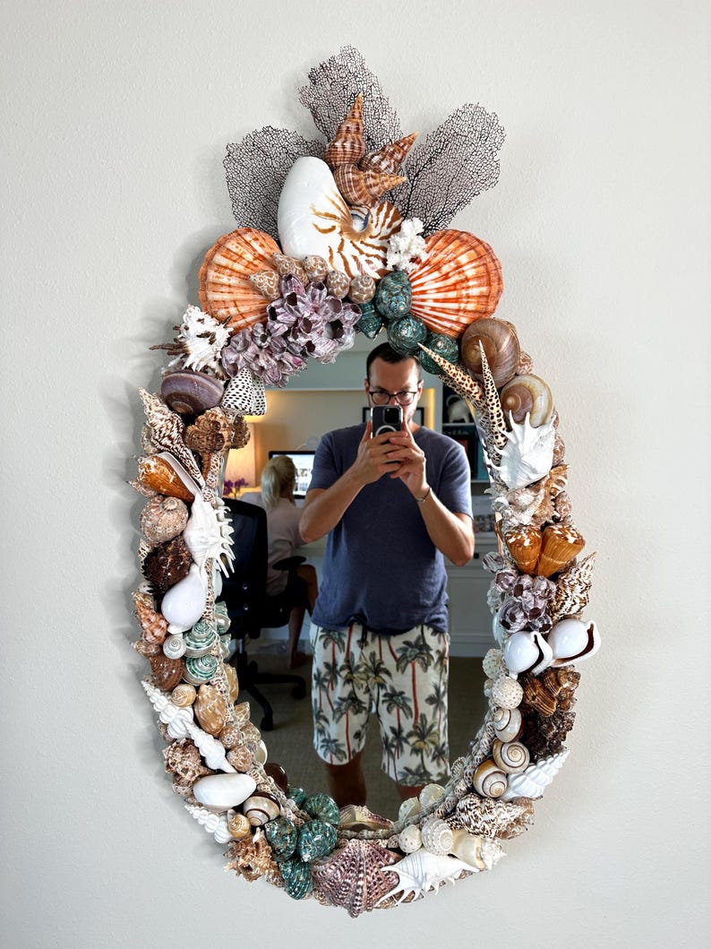 Seashell Mirror – One-of-a-kind Shell-encrusted Coastal Wall Decor - Etsy