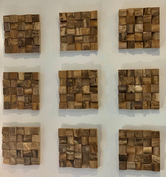 3D Teak Cube Accent Squares - Etsy