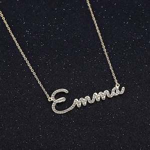 Diamond Emma Name NecklacePersonalized Custom Bling | Etsy