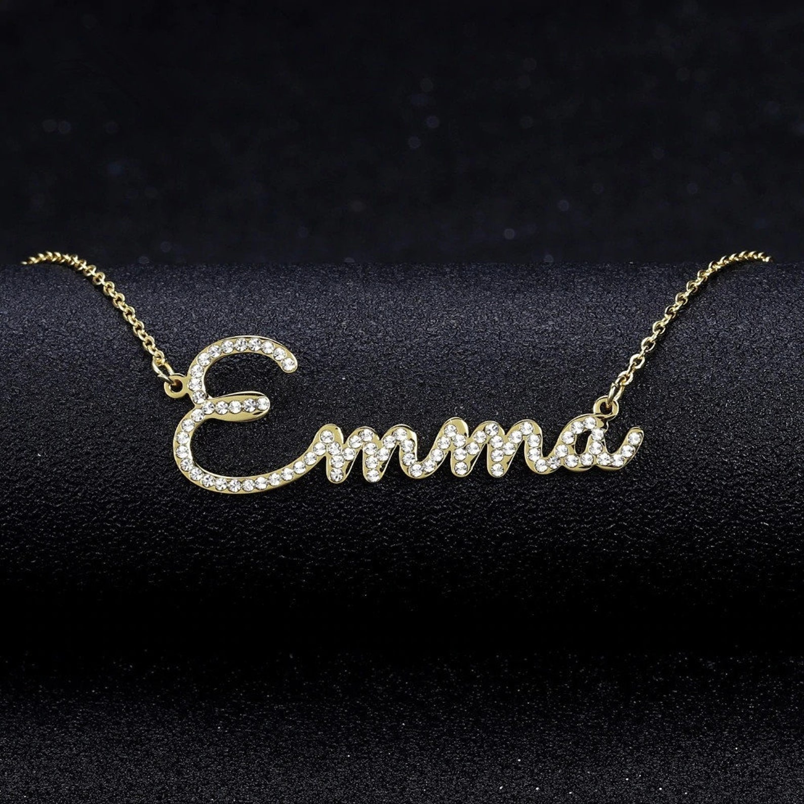 Diamond Emma Name NecklacePersonalized Custom Bling | Etsy