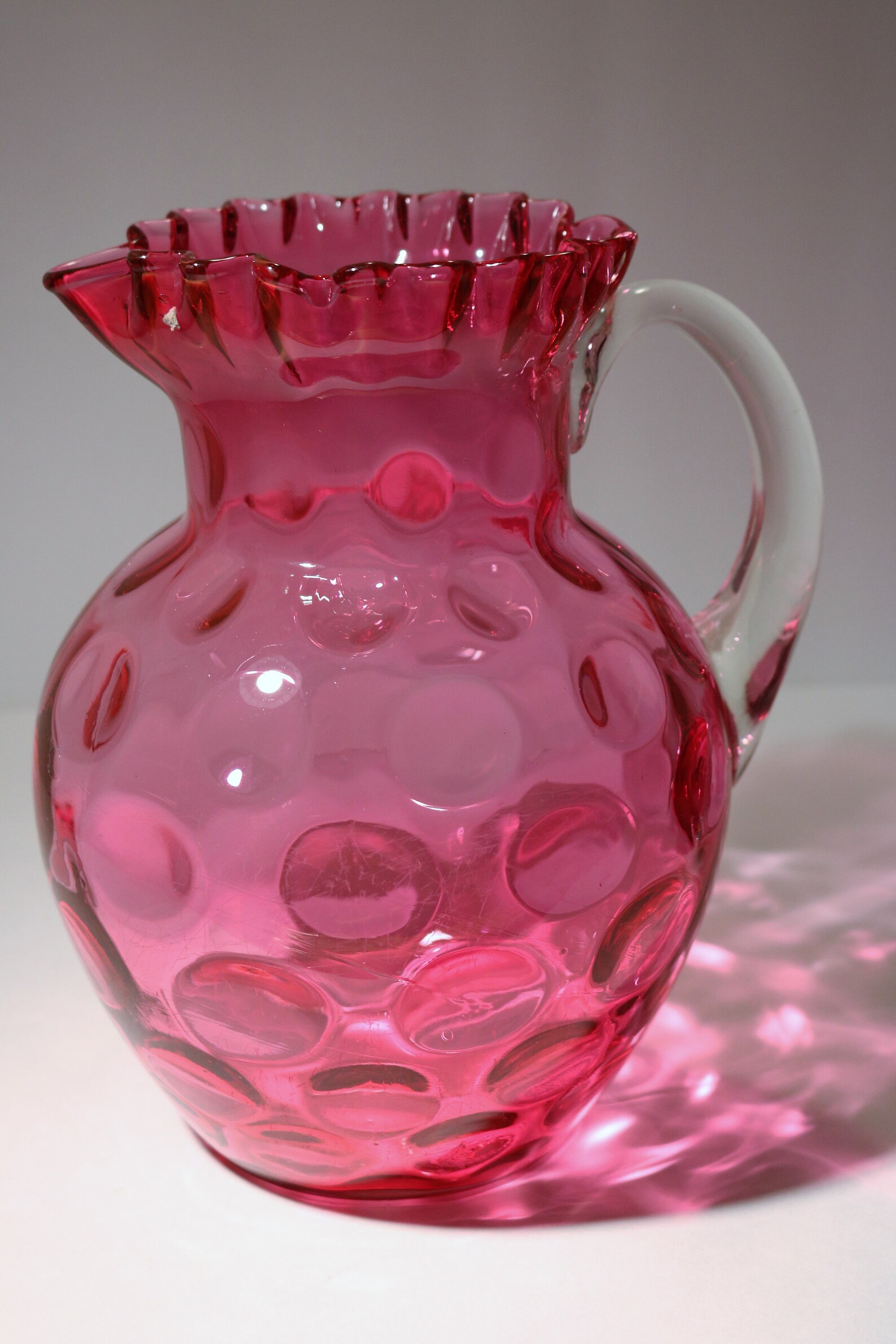 Fenton Cranberry Optical Coin Dot Pitcher and Tumbler Set - Etsy