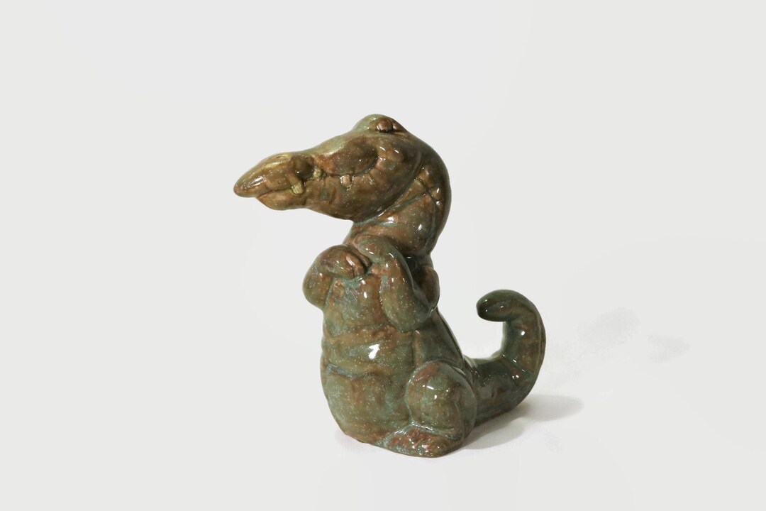 Vintage Ceramic Crocodile Alligator Green and Brown Salt Glaze-look -9 ...