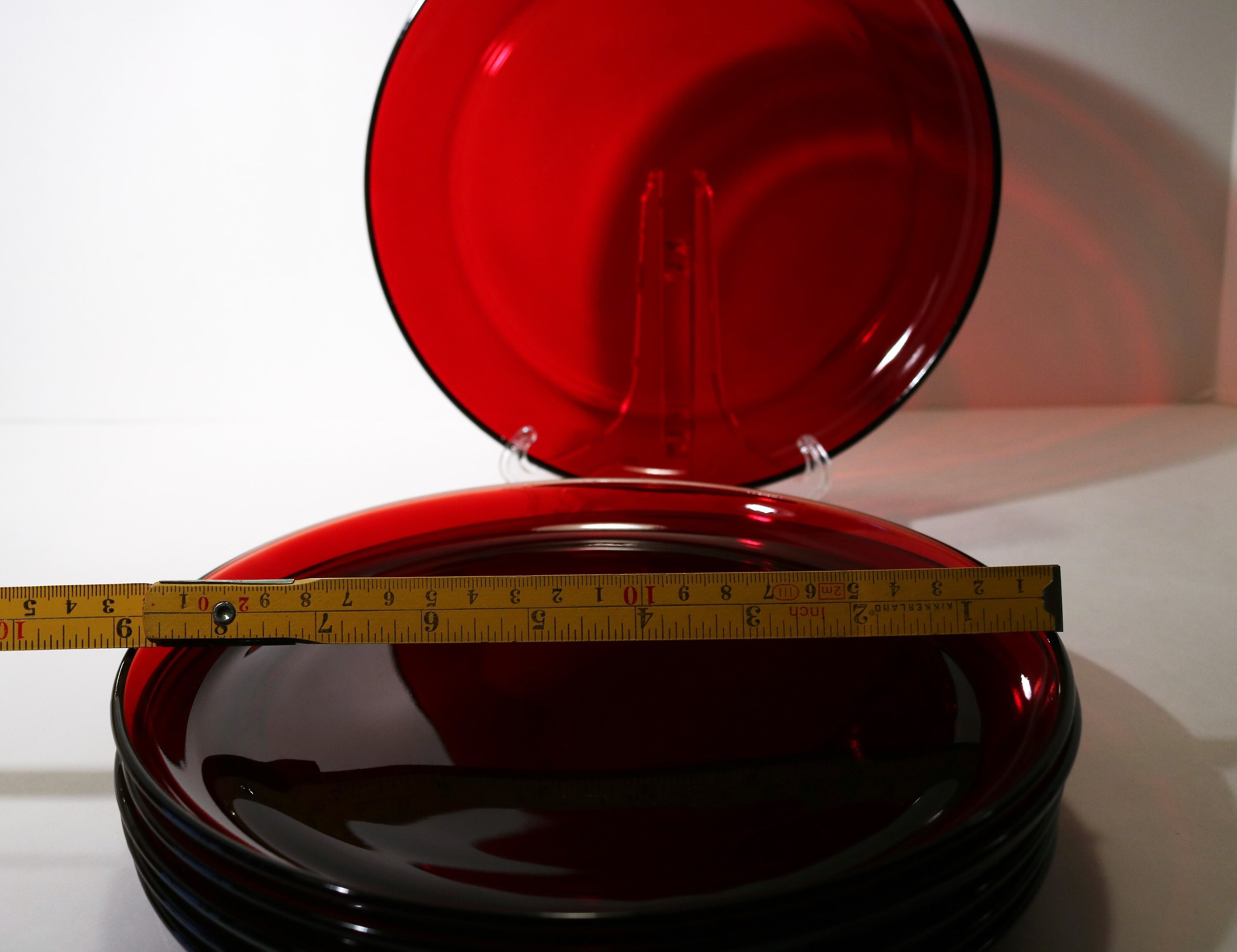 24 HOLD - c.1930-50's Ruby Red 9 Round Plate with Rolled Edge (1 ...