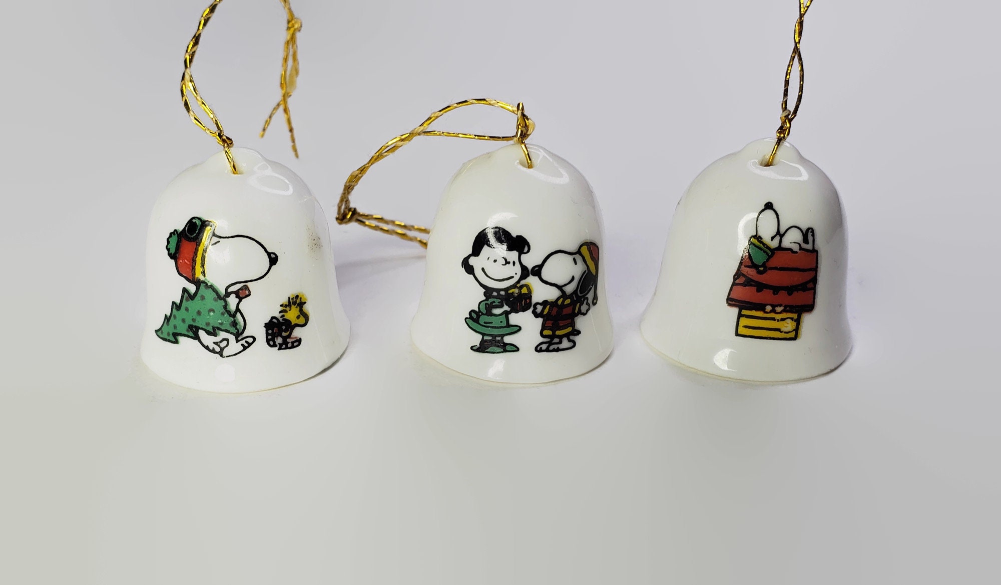 1958 Peanuts Snoopy Lucy United Feature Syndicate Mini Porcelain Bell ...