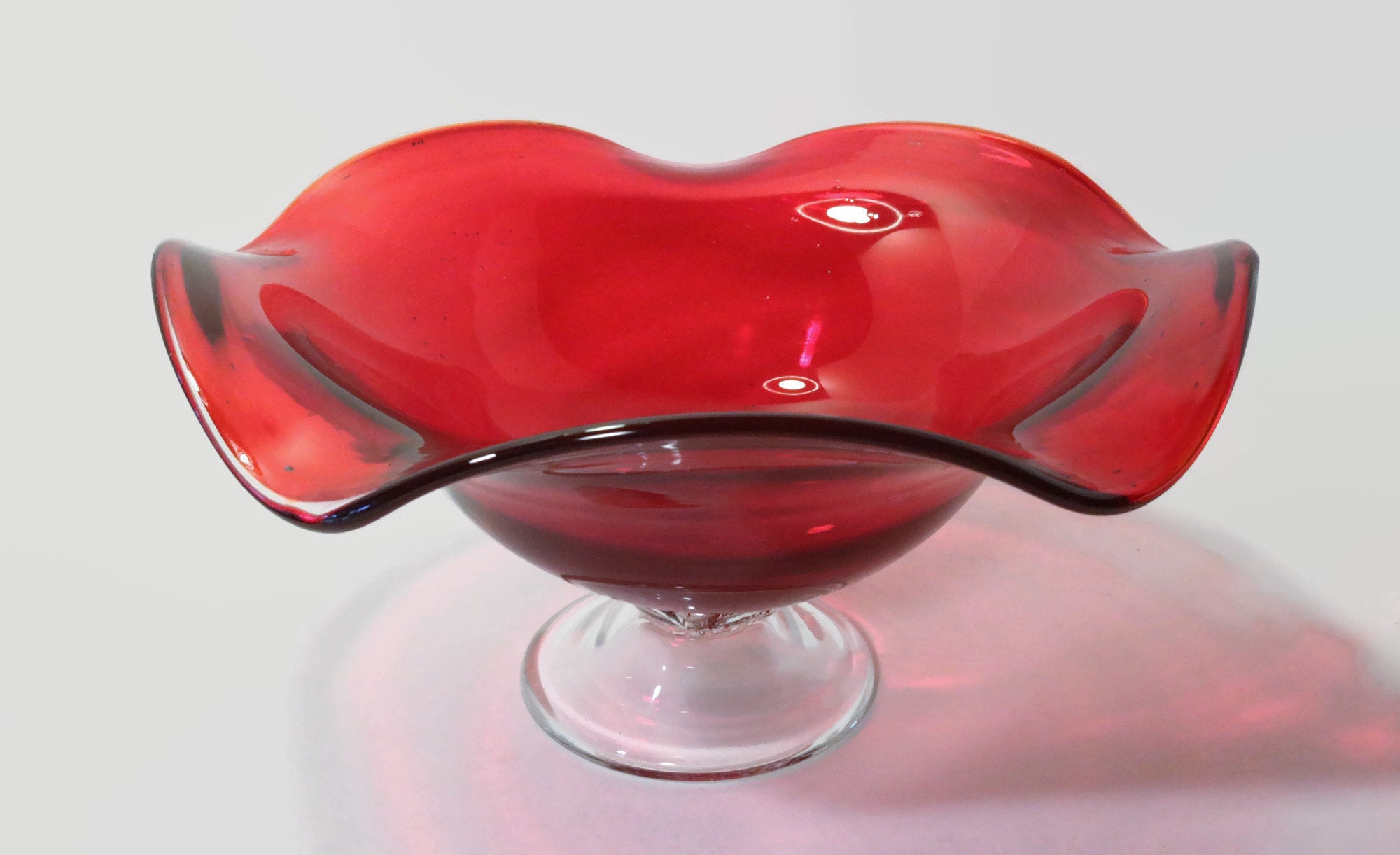 Teleflora Red Ruffled Compote - Center Bowl - Pretty!