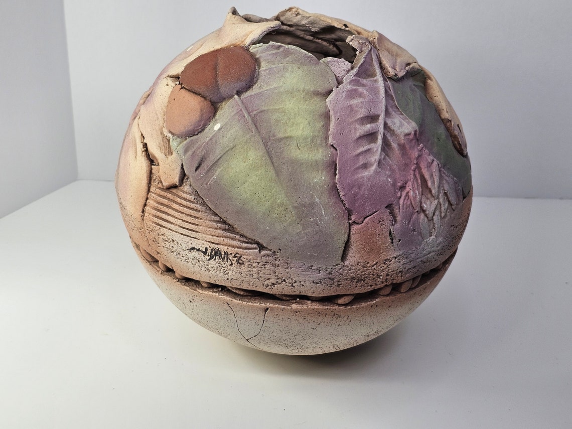 1996 John Davis Studio Pottery Inlaid Ceramic Floral Vase Vessel - Etsy