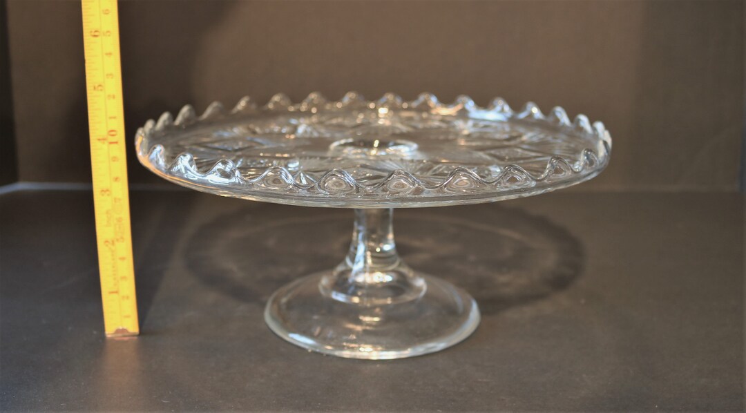 EAPG United States Glass Co. Diamond & Sunburst Nailhead Cake Stand - Etsy