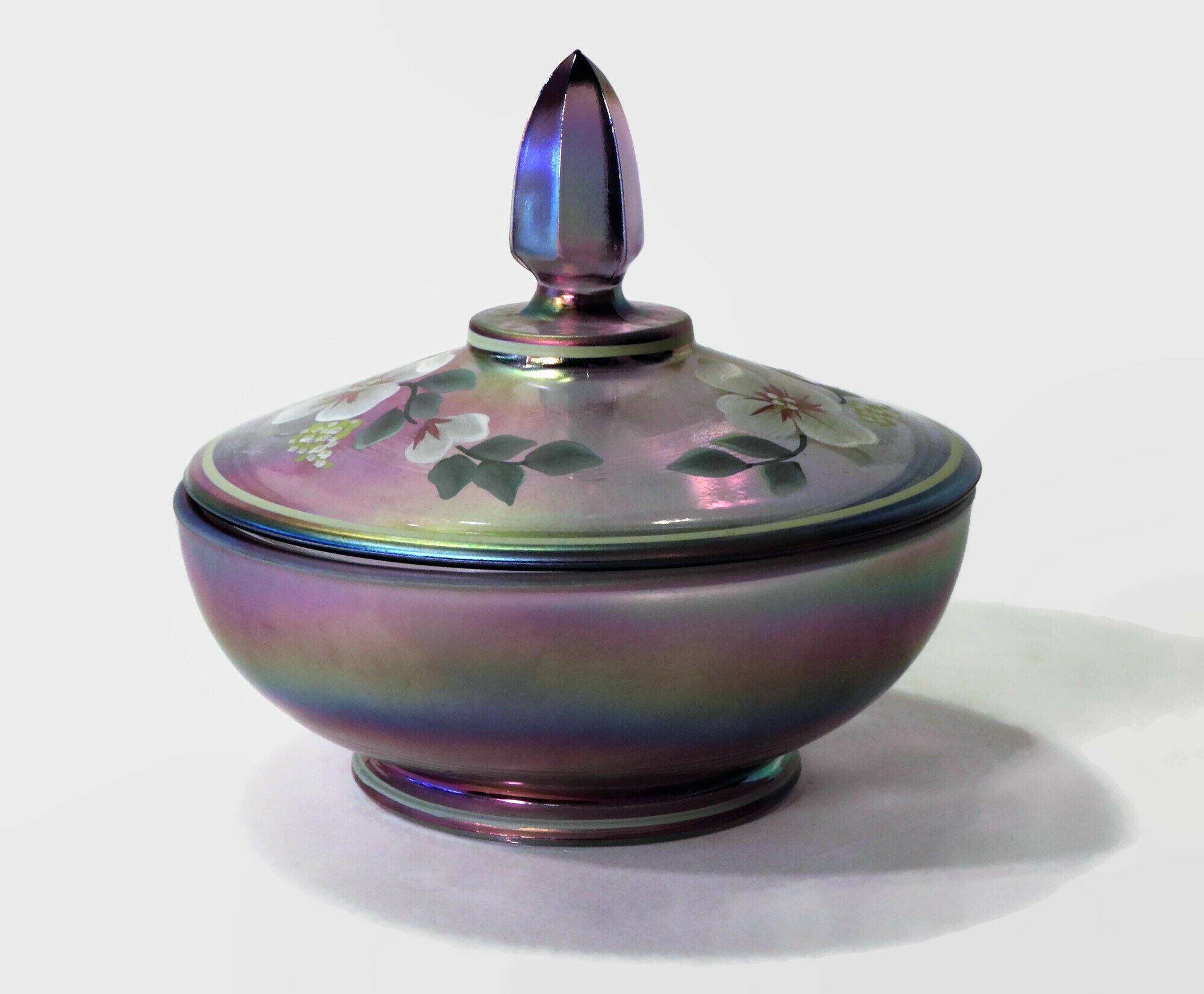 1999 Fenton Family Signature Series Violet Satin Covered Box - George ...