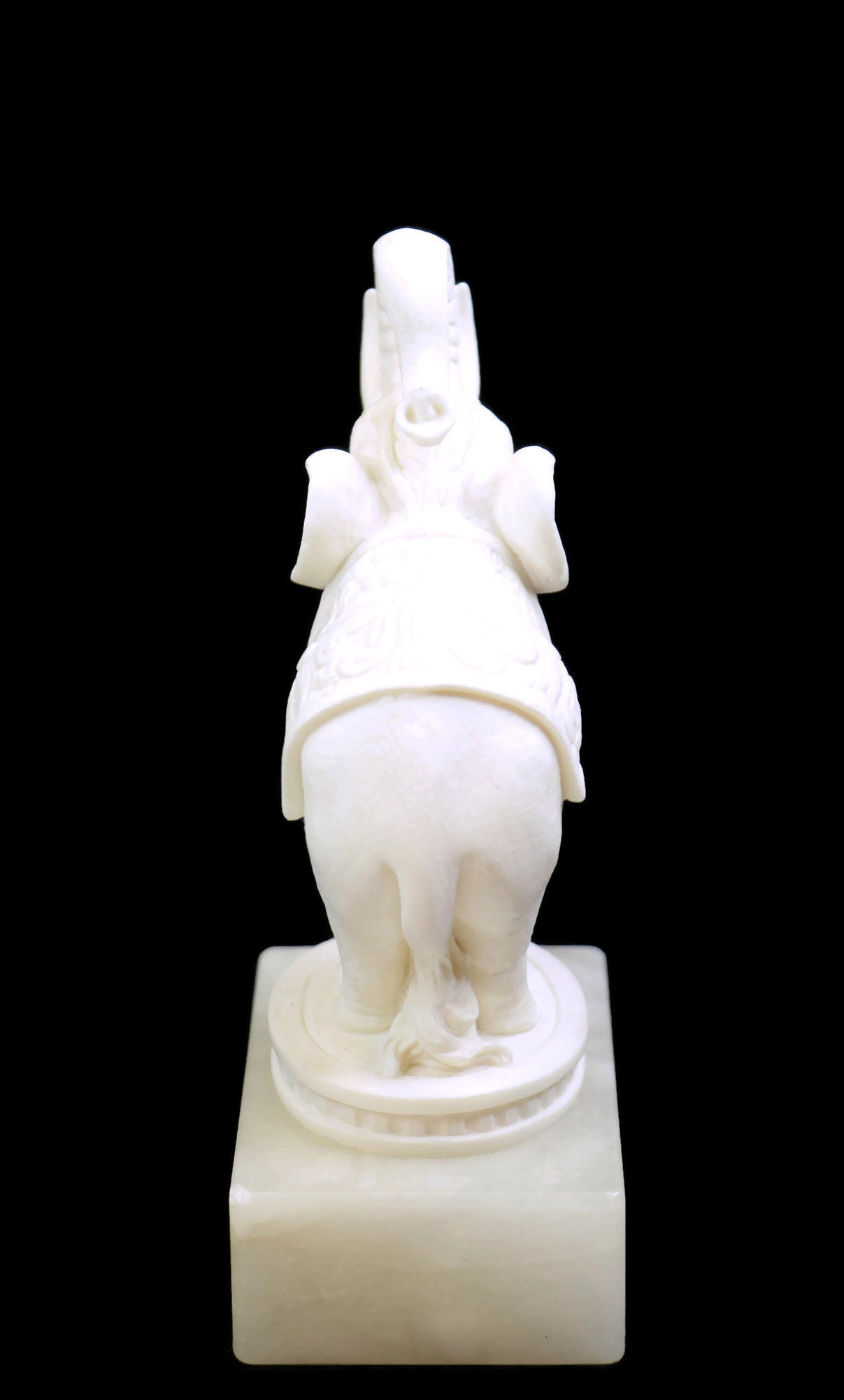 1979 A. Giannelli Italy Alabaster Elephant on Marble Stand