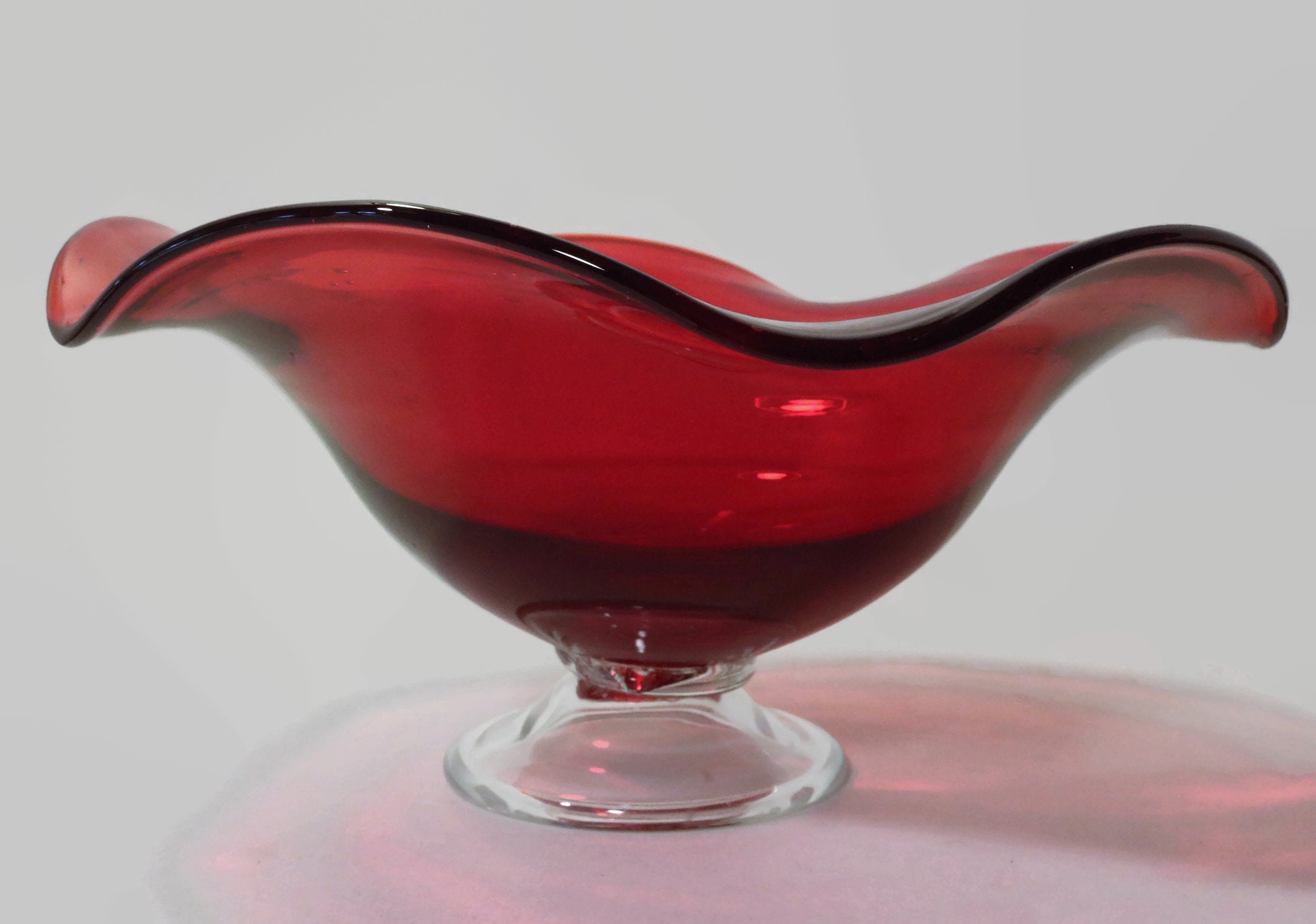 Teleflora Red Ruffled Compote - Center Bowl - Pretty!