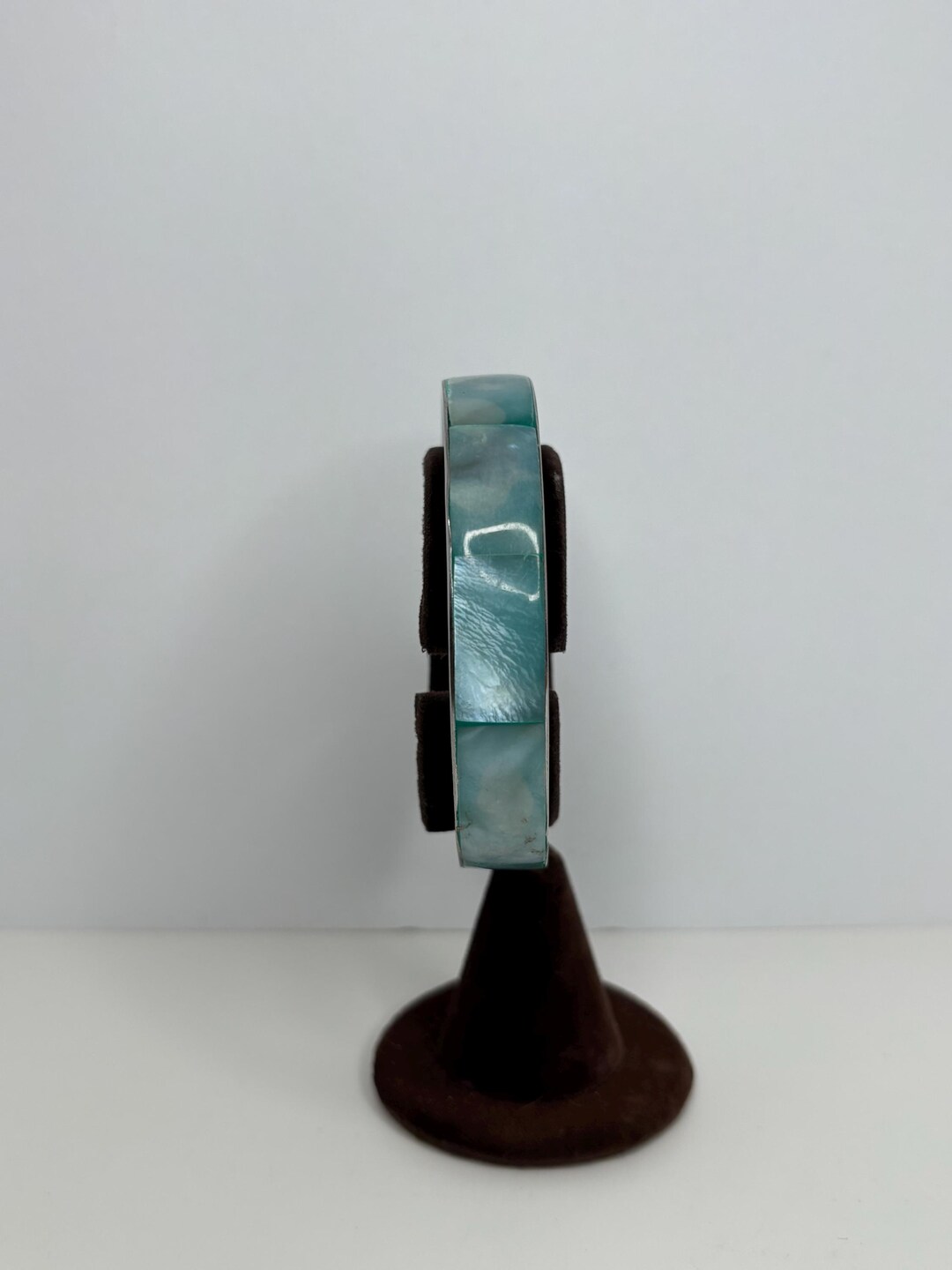 Vintage Dyed Mother of Pearl MOP Seamist Blue-aqua Blue Silver Tone ...