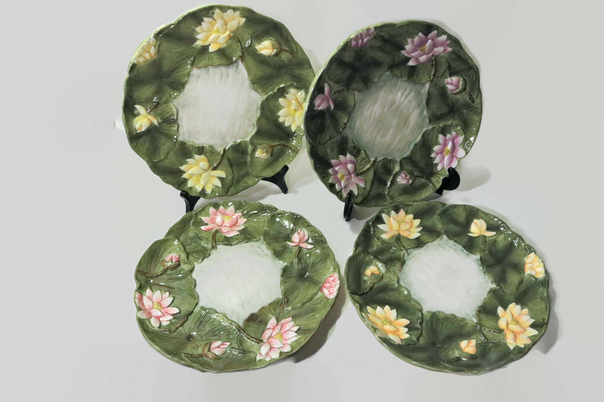 Pacific Rim China Lotus Flower Water Lily Dinner Plates - Hard to Find