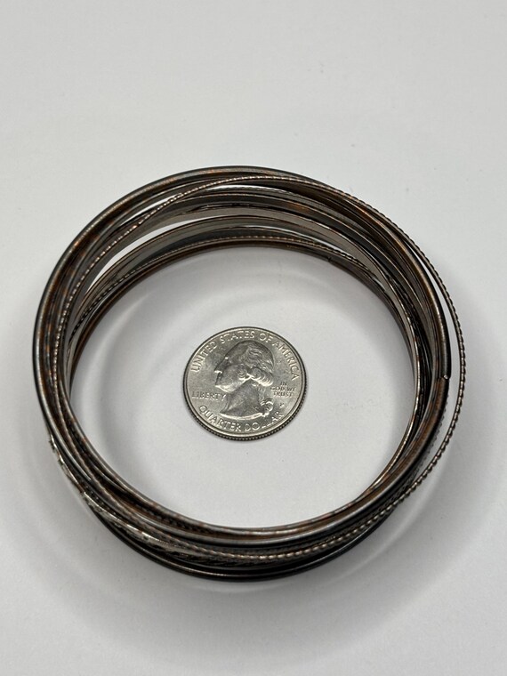 15 Silver Tone Gun Metal Costume Bangles Size 8.5 D-8… - Gem