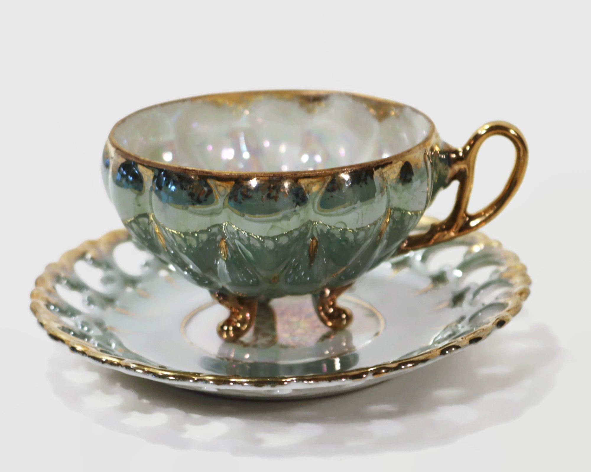 Royal Sealy China Footed Tea Cup Robins Egg Blue Light Aqua Blue Luster ...