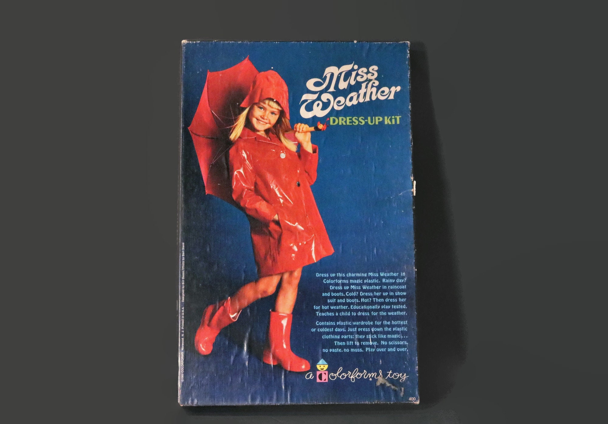Rare 1965 Colorforms Miss Weather Dress Up Toy - Original Box