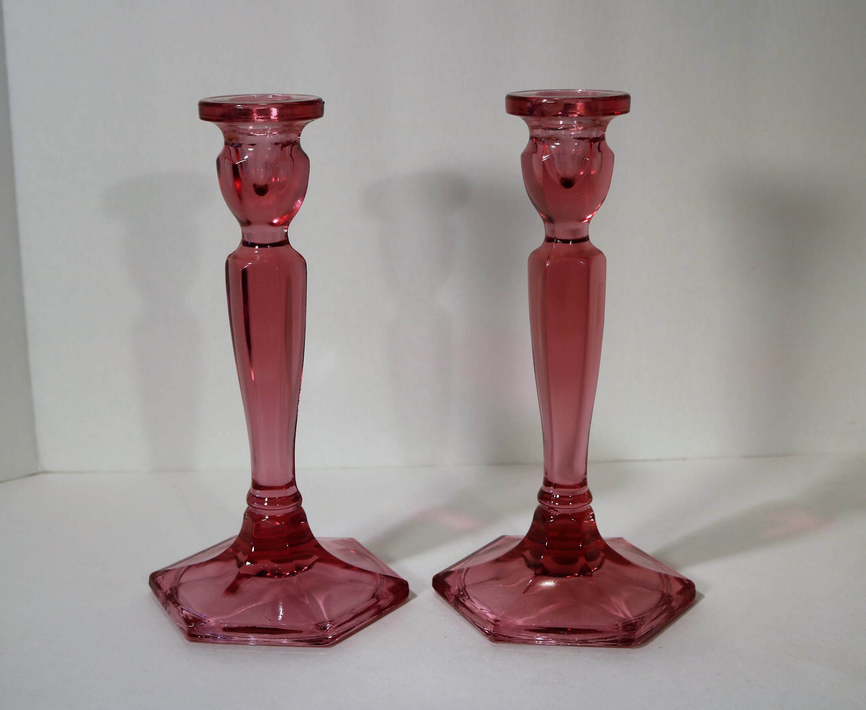 1982 Fenton Dusty Rose 8 1/2 Candle Stick Holders 9071