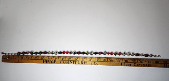 Vintage Iridescent Diamond-Shaped Glass Bead Necklace… - Gem