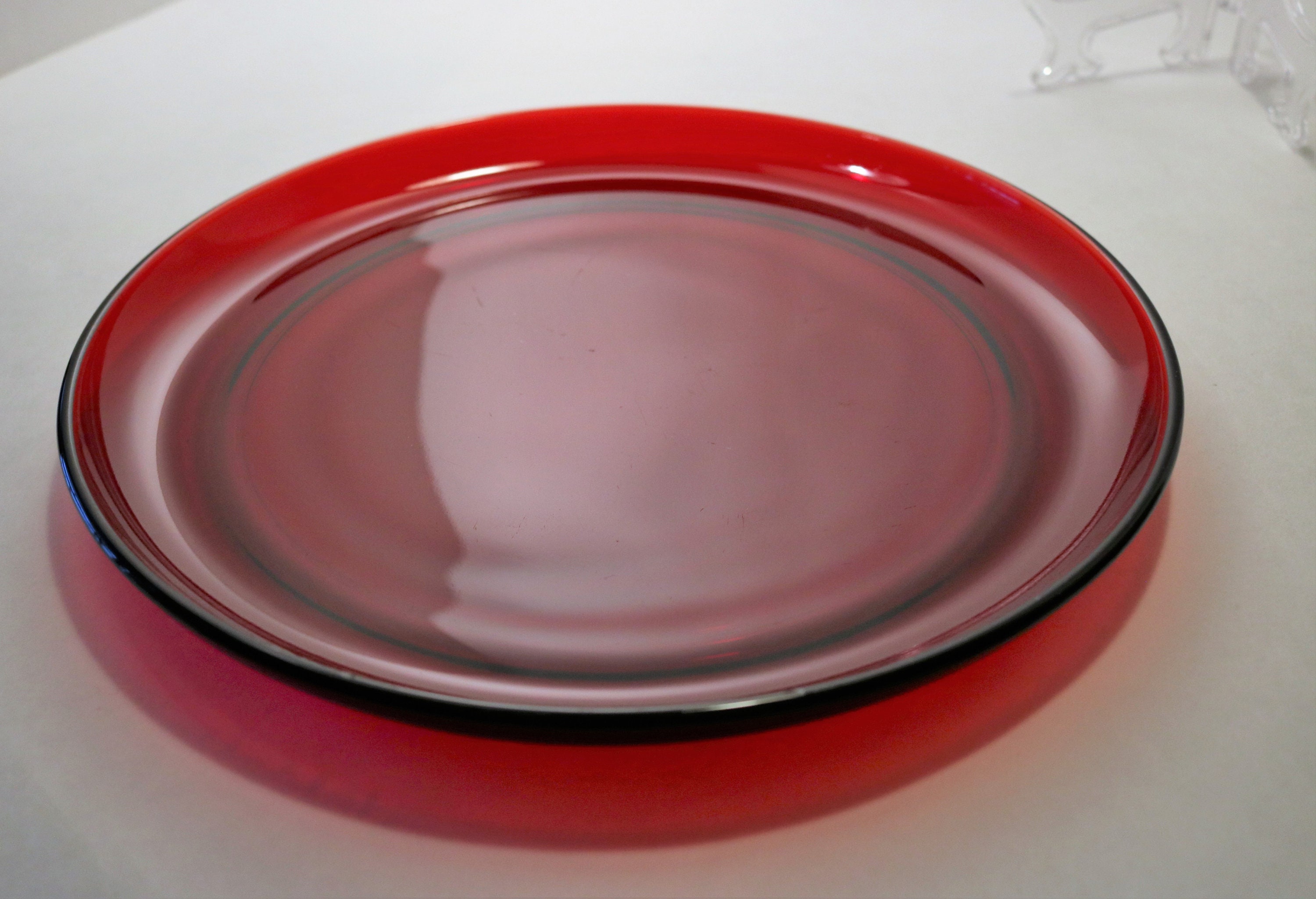 24 HOLD - c.1930-50's Ruby Red 9 Round Plate with Rolled Edge (1 ...