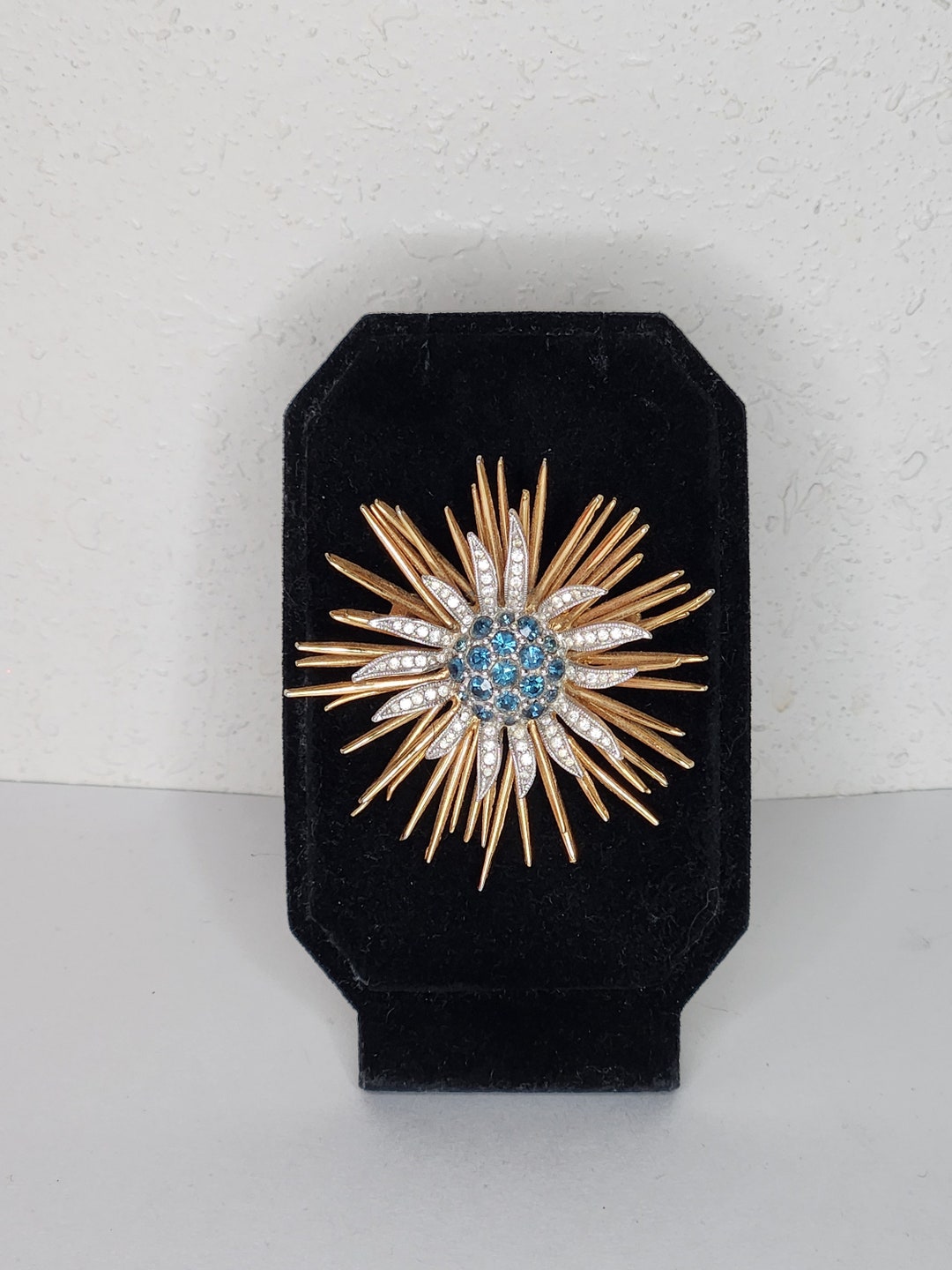 Vintage D'orlan Signed Two Tone Sunburst Flower Brooch Pin With ...