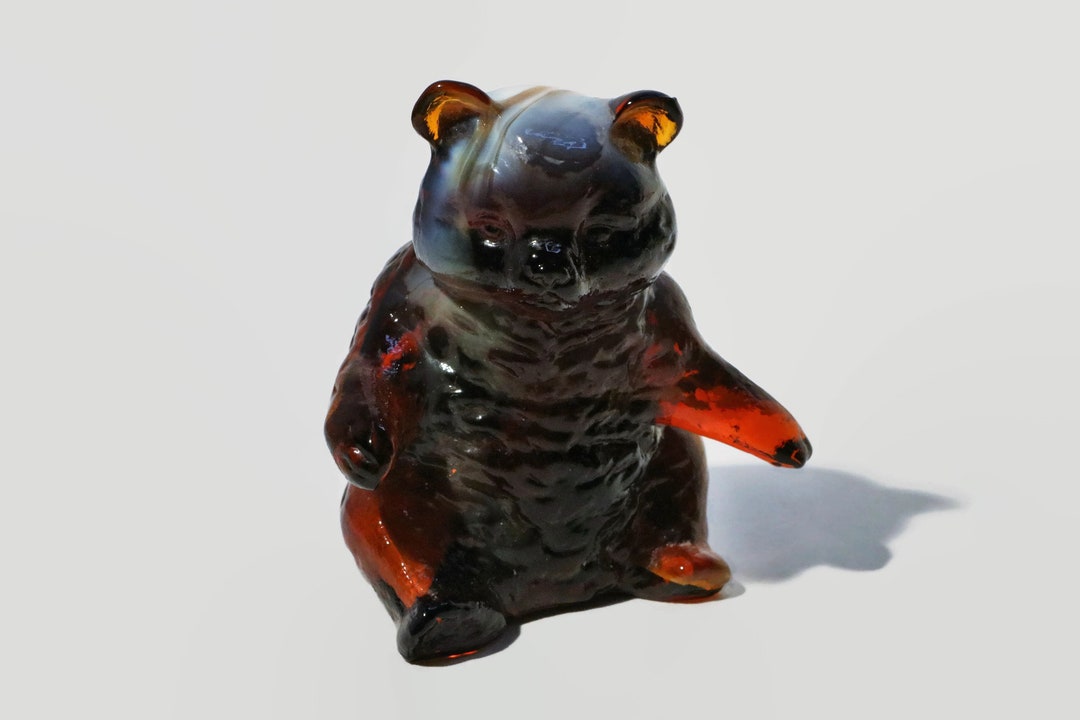 Mosser Glass Bear Paperweight Figurine Tawny Amber Slag - Etsy