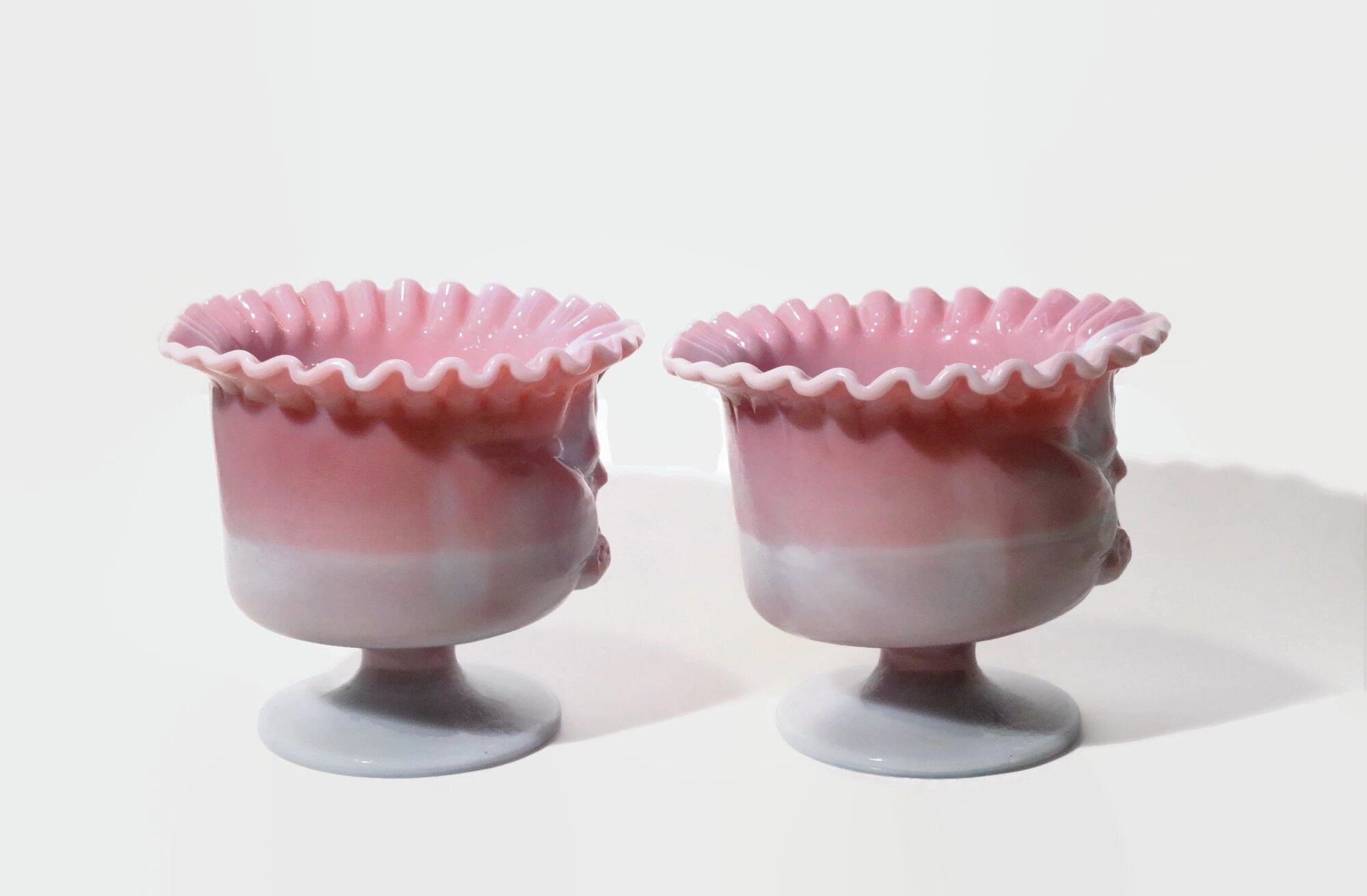 Fenton Blue Burmese Chessie Cat Ruffled Bowl Compote Vase Jardiniere ...