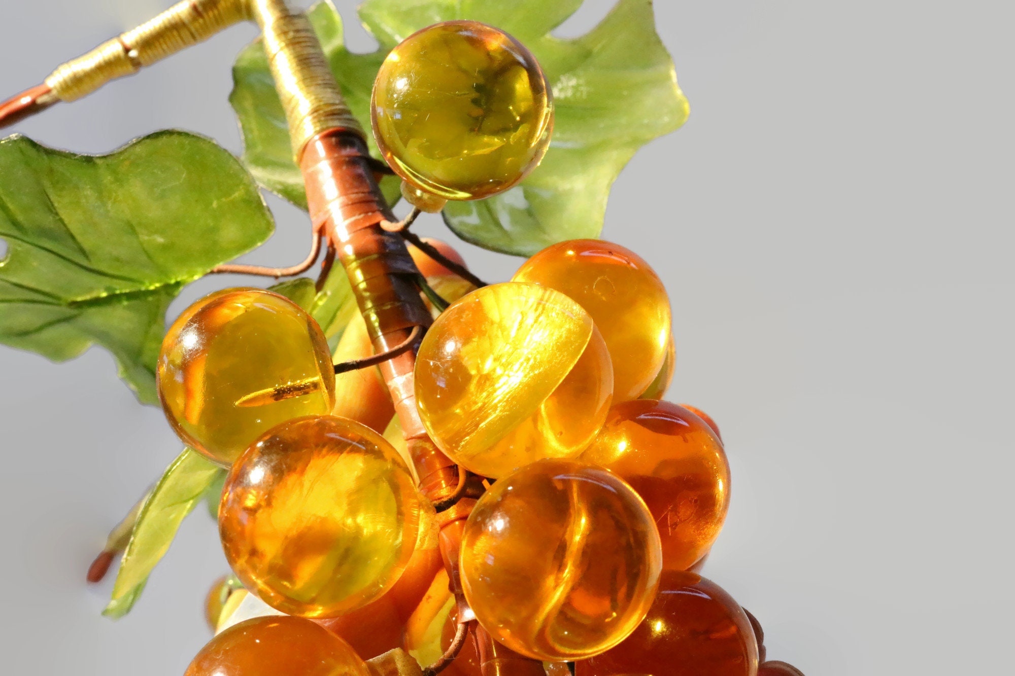 Mid Century Lucite Acrylic Golden Yellow Amber Grape Bunches (Smaller ...