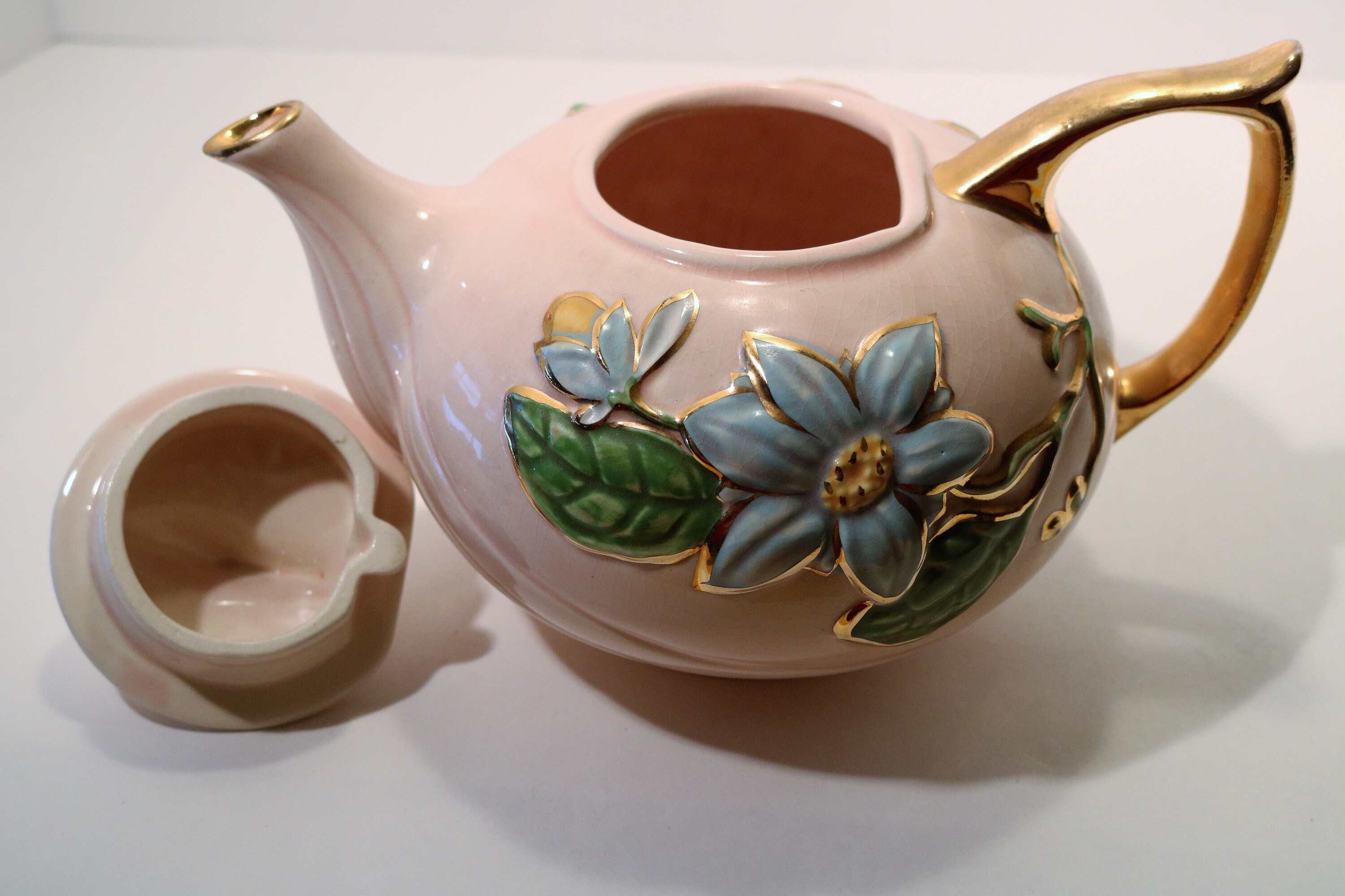 1940's Hull Art Pottery H-20 6 1/2 New Magnolia (Blue Flower) Tea Pot ...